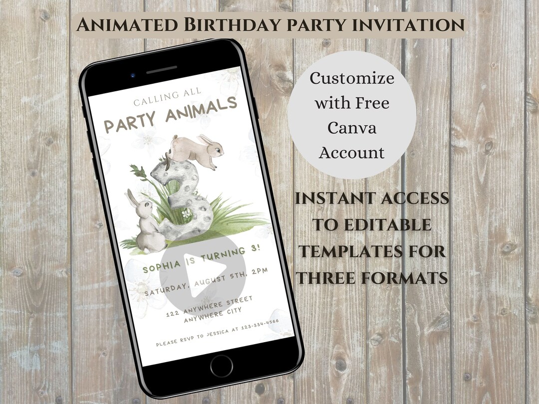 Animated Invitation for Kids Birthday Party Animated Custom Invitation ...