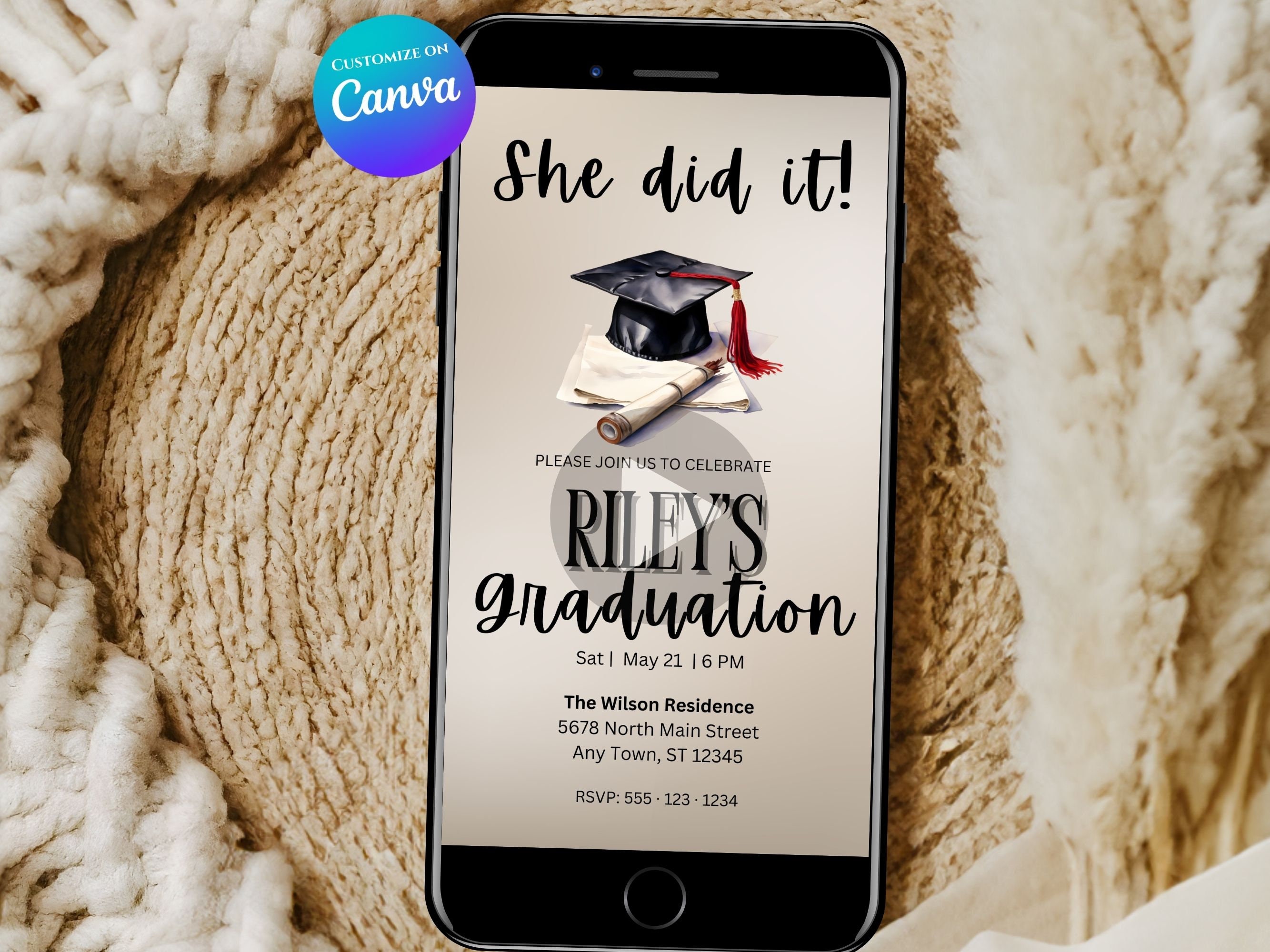 Graduation Evite Template Graduation Party Invitation Video Party ...