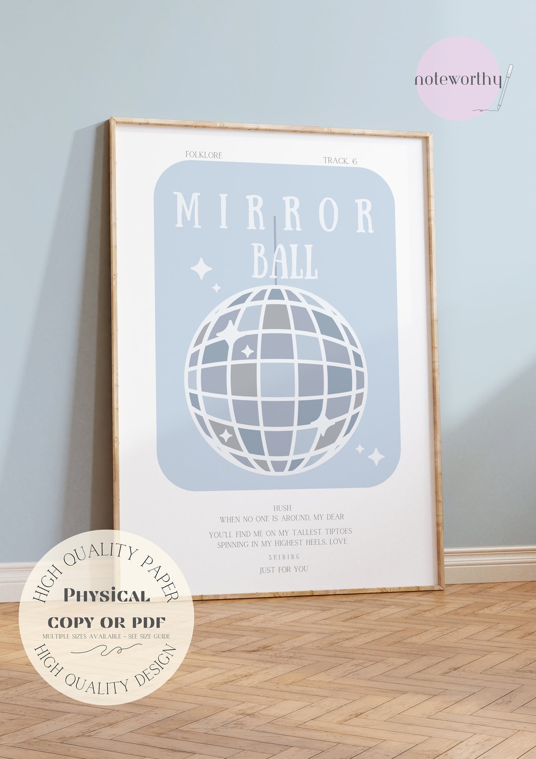 Mirrorball Taylor Swift Inspired Lyrics Lyric Print Disco - Etsy UK