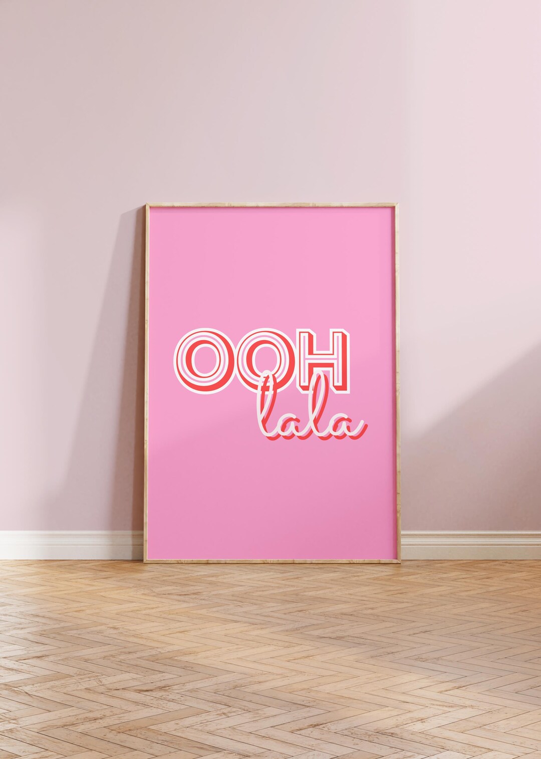 Ooh La La Print, Pink and Red, Wall Poster, Funky Slogan, Typography ...