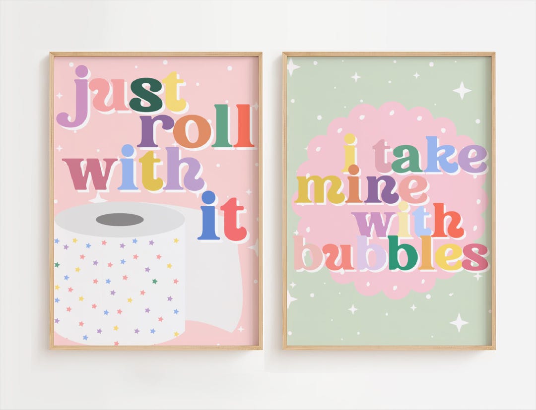 Duo of Bathroom Prints - Slogan Posters, Groovy Art, Funny Wall Prints ...