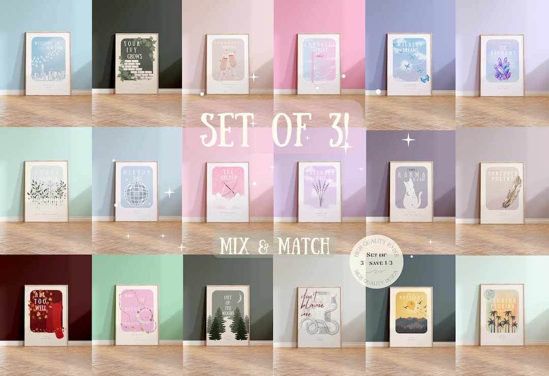 Set of 3 Taylor Inspired Prints, Posters, Gallery Wall, Multi-set ...