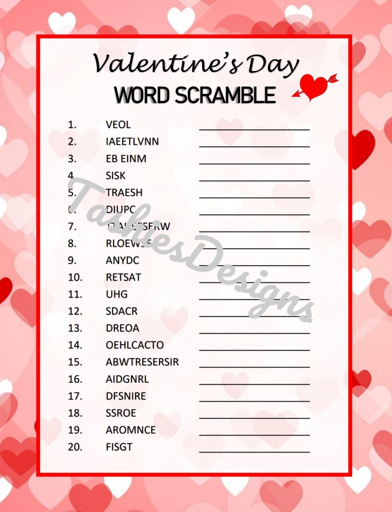 Paquete de juegos digitales del Día de San Valentín Descarga | Etsy