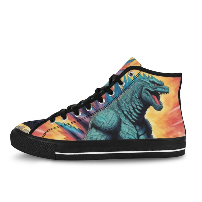 High Top Canvas Sneakers Godzilla Shoes Gojira Kaiju Sneakers Godzillas ...