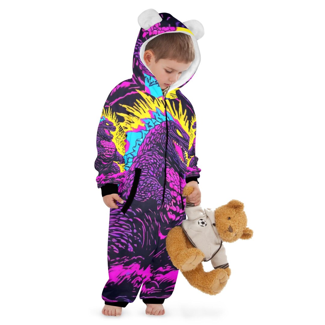 Pajamas Godzilla Onesie Little Kids Jumpsuit Gojira Kids Flannel ...