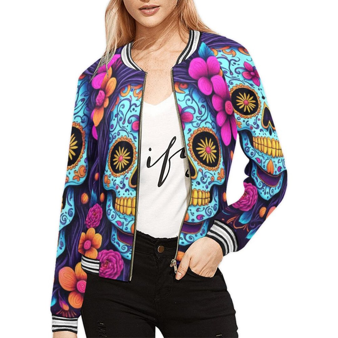 Bomber Jacket Women Día De Los Muertos Bomber Mexico Chicanos Bomber ...