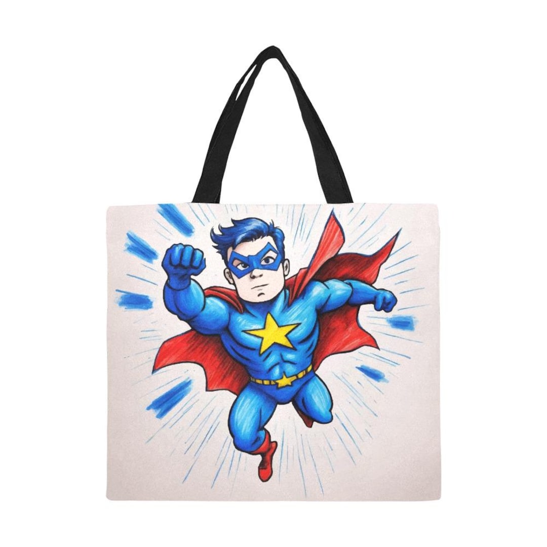 Tote Bag Super Hero Crayon Shopping Bag Art Comics Handbag Superhero - Etsy