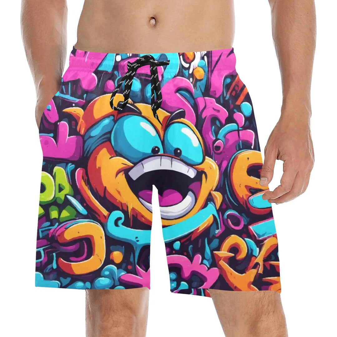 Men's Cartoon Swim Trunks Graphic Beach Shorts - Etsy