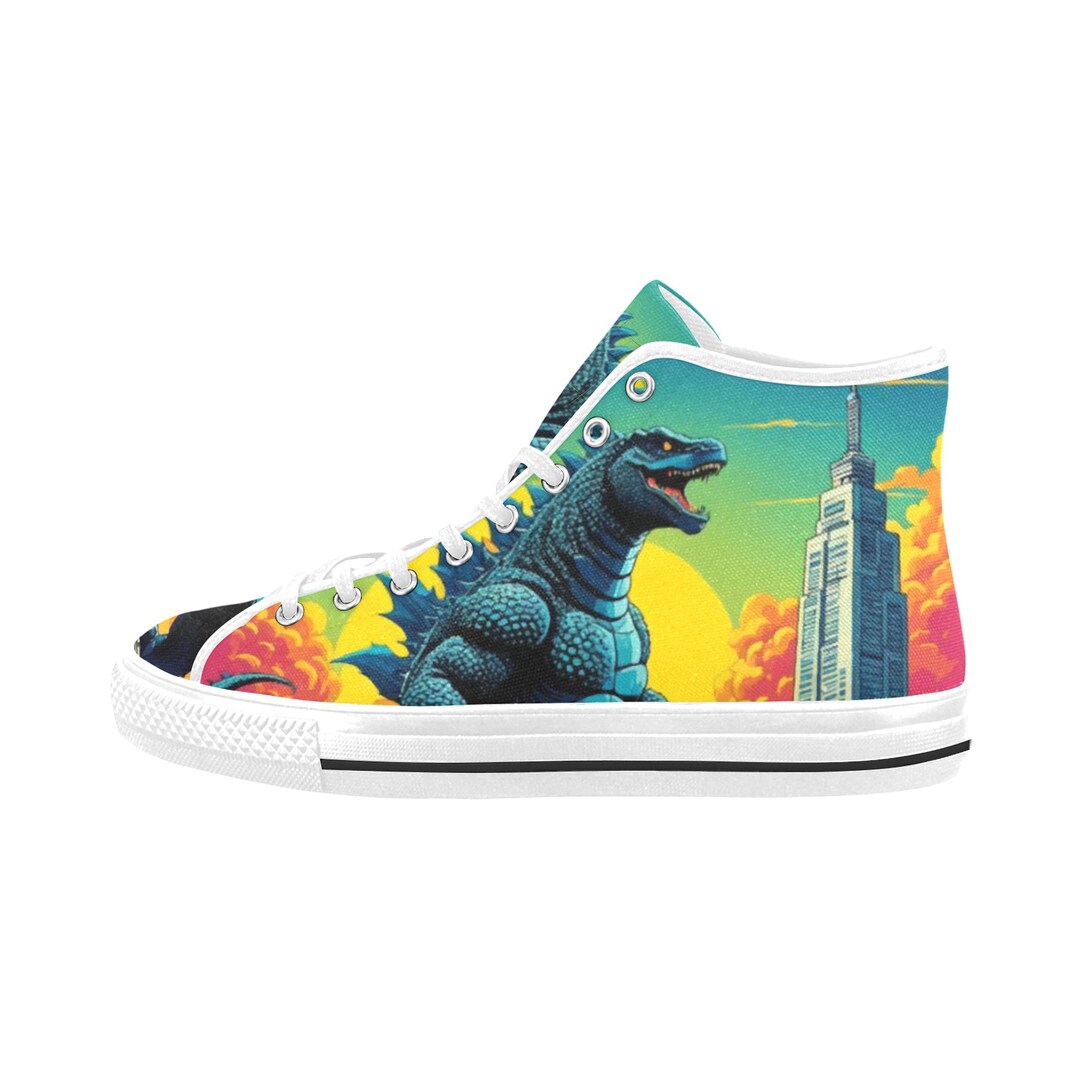 High Top Canvas Sneakers Godzilla Gojira Kaiju Neon Art Godzillas ...