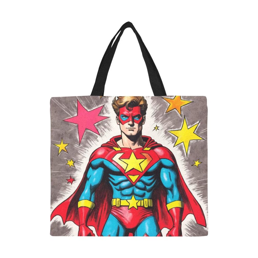 Tote Bag Super Hero Crayon Shopping Bag Superhero Art Comics Handbag - Etsy