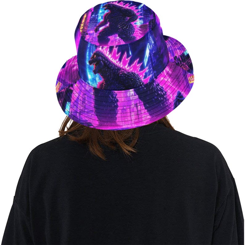 Godzilla Bucket Hat Neon Kaiju Gojira Polyester Hat - Etsy Australia