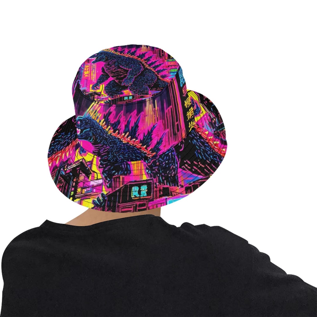 Bucket Hat Godzilla Bucket Hats for Women Godzilla Kaiju Gojira Neon ...