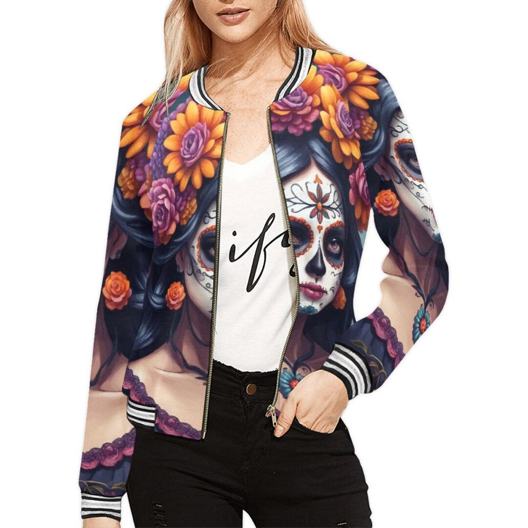 Bomber Jacket Women Chicano Día De Los Muertos Jacket Mexico - Etsy