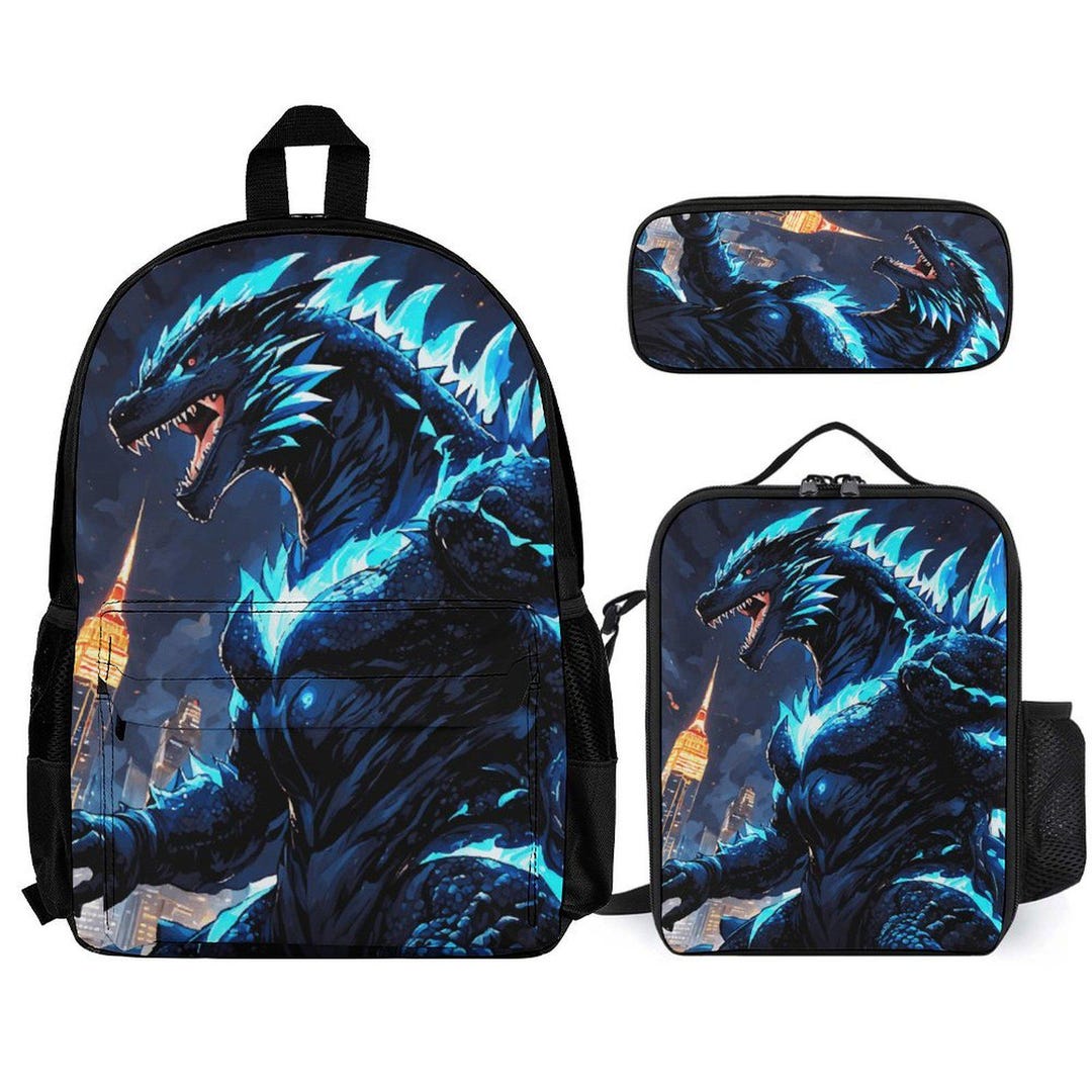 Backpack School Set Godzilla Hand Bag Kaiju Pencil Case Godzillas Lunch ...