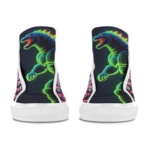 High Top Canvas Sneakers Godzilla Shoes Gojira Sneakers Kaiju Godzillas ...