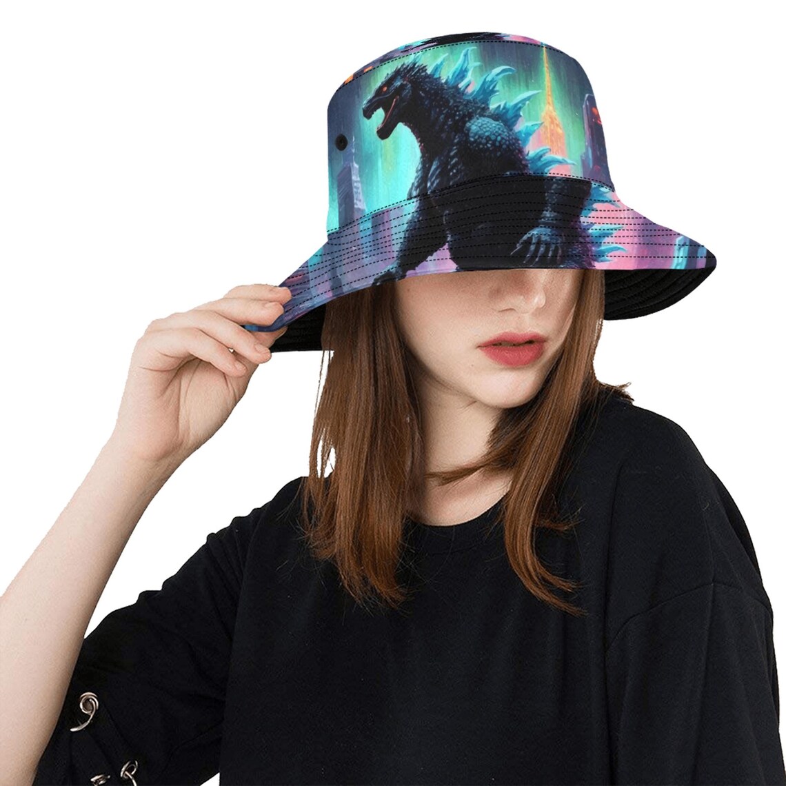 Bucket Hats for Women Bucket Hat Kaiju Godzilla Gojira Comics Neon ...