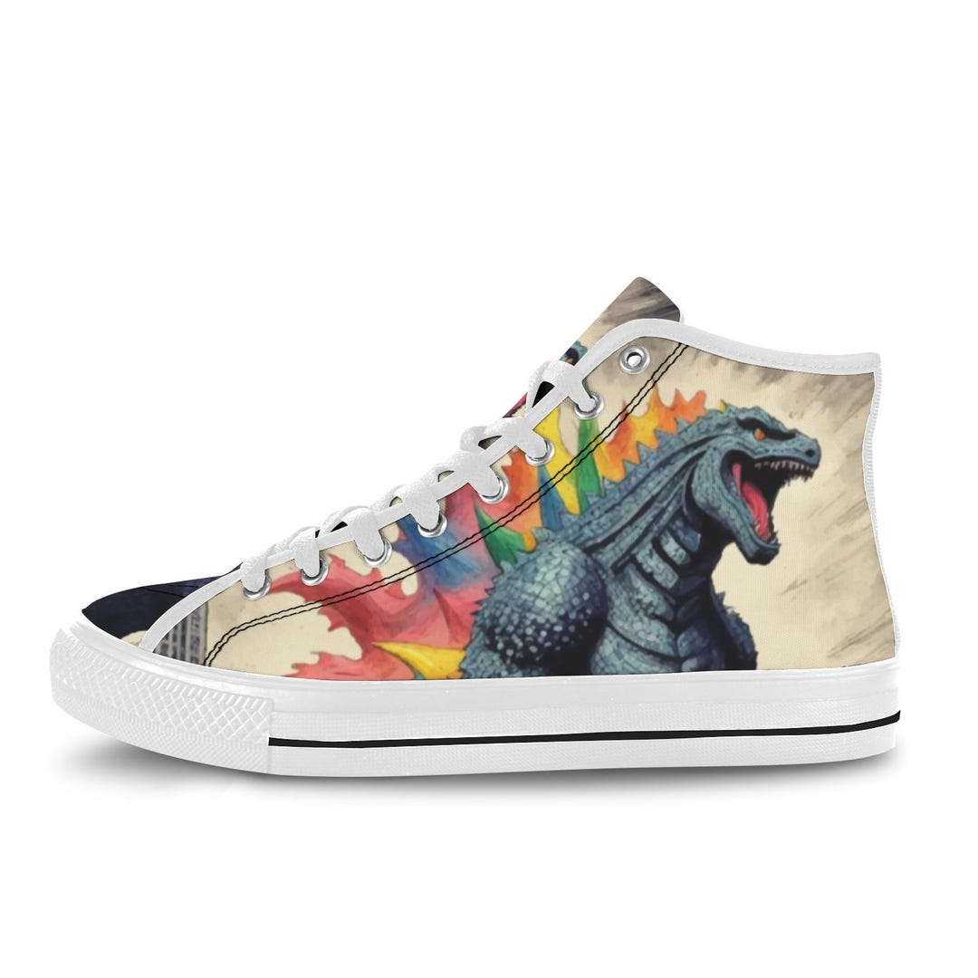 High Top Canvas Sneakers Godzilla Shoes Gojira Kaiju Sneakers Godzillas ...