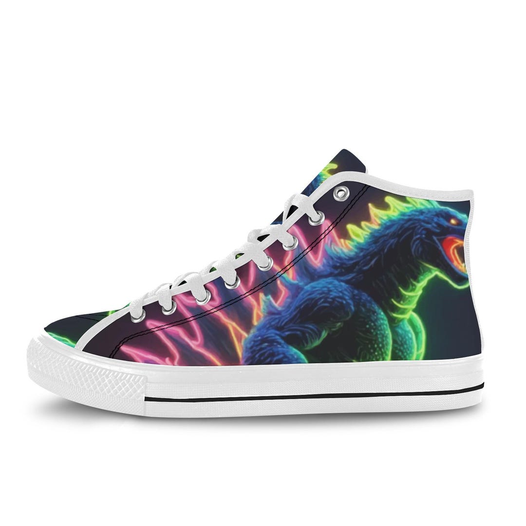 High Top Canvas Sneakers Godzilla Shoes Gojira Sneakers Kaiju Godzillas ...