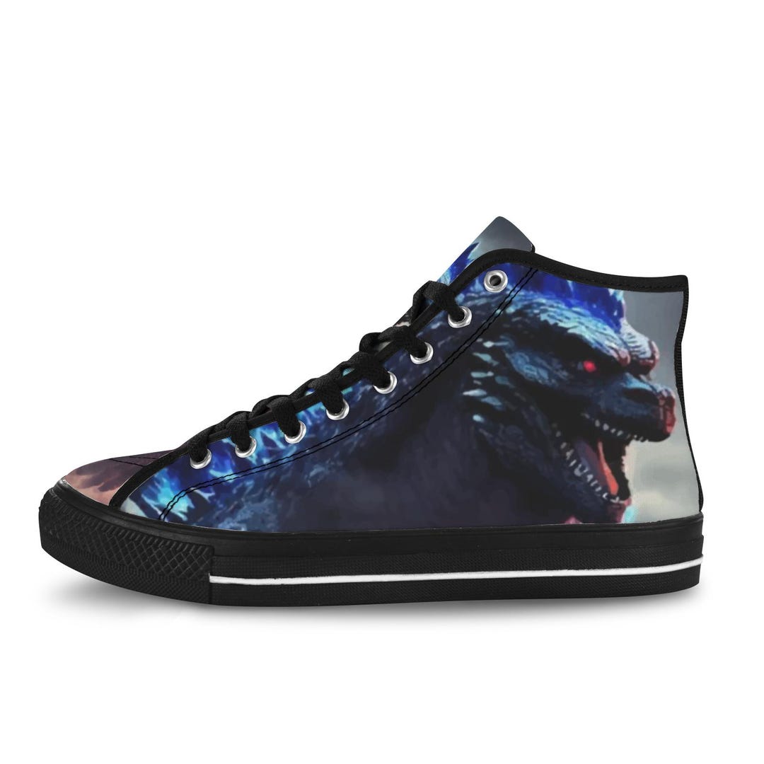 High Top Canvas Sneakers Godzilla Shoes Gojira Shoes Kaiju Sneakers ...