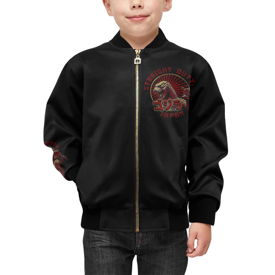 Godzilla Bomber Jacket Kids Gift Gojira Vintage Jackets Kaiju - Etsy