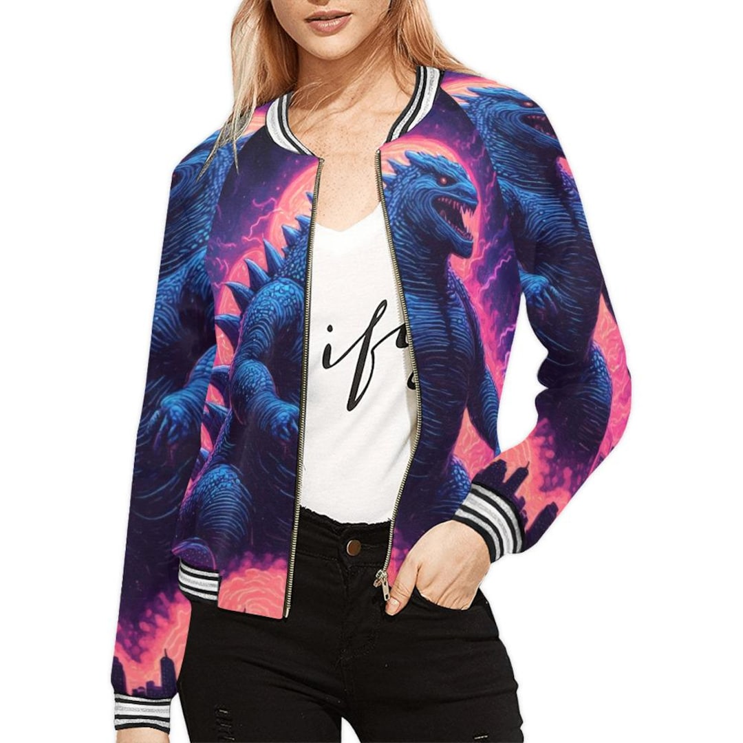 Bomber Jacket Women Godzilla Jacket Gojira Kaiju - Etsy