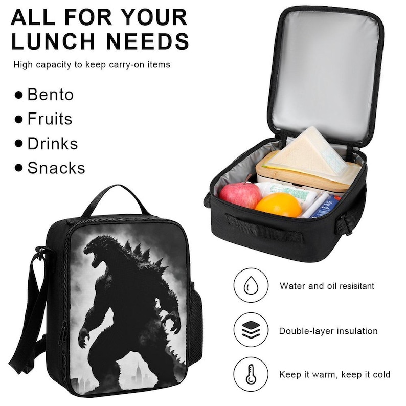 Backpack School Set Kaiju Godzillas Lunch Bag Rucksack Lunch Box Gojira ...