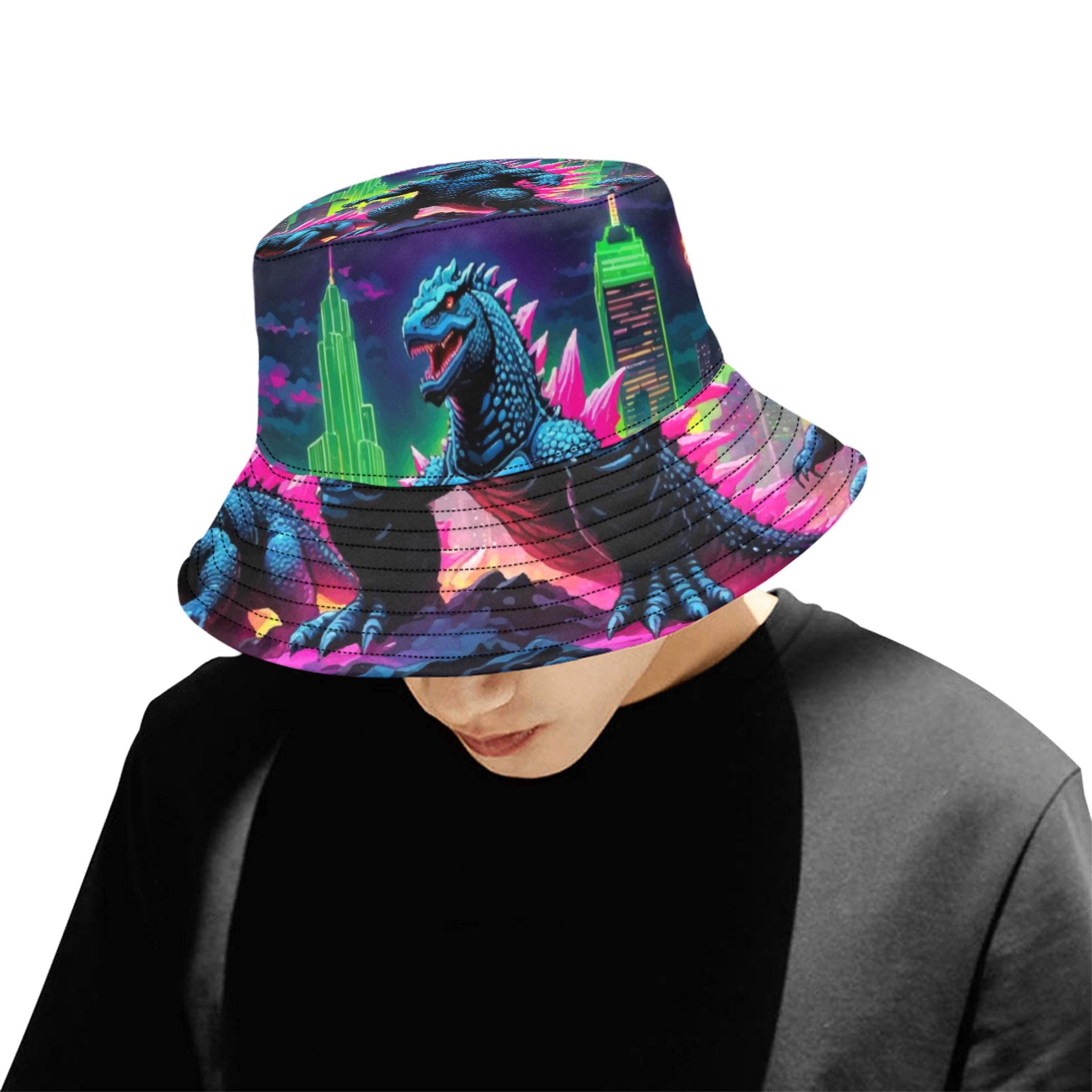 Bucket Hat Godzilla Bucket Hats for Women Godzilla Kaiju Gojira Neon ...