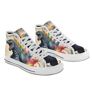 High Top Canvas Sneakers Godzilla Shoes Gojira Kaiju Sneakers Godzillas ...