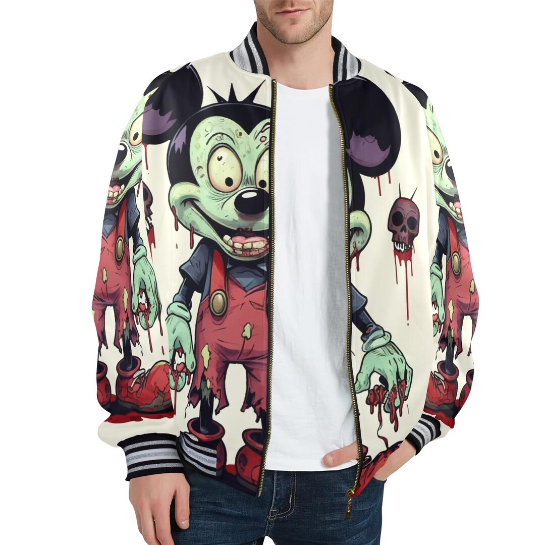 Zombie Cartoon Bomber Jacket Halloween Horror Outerwear - Etsy