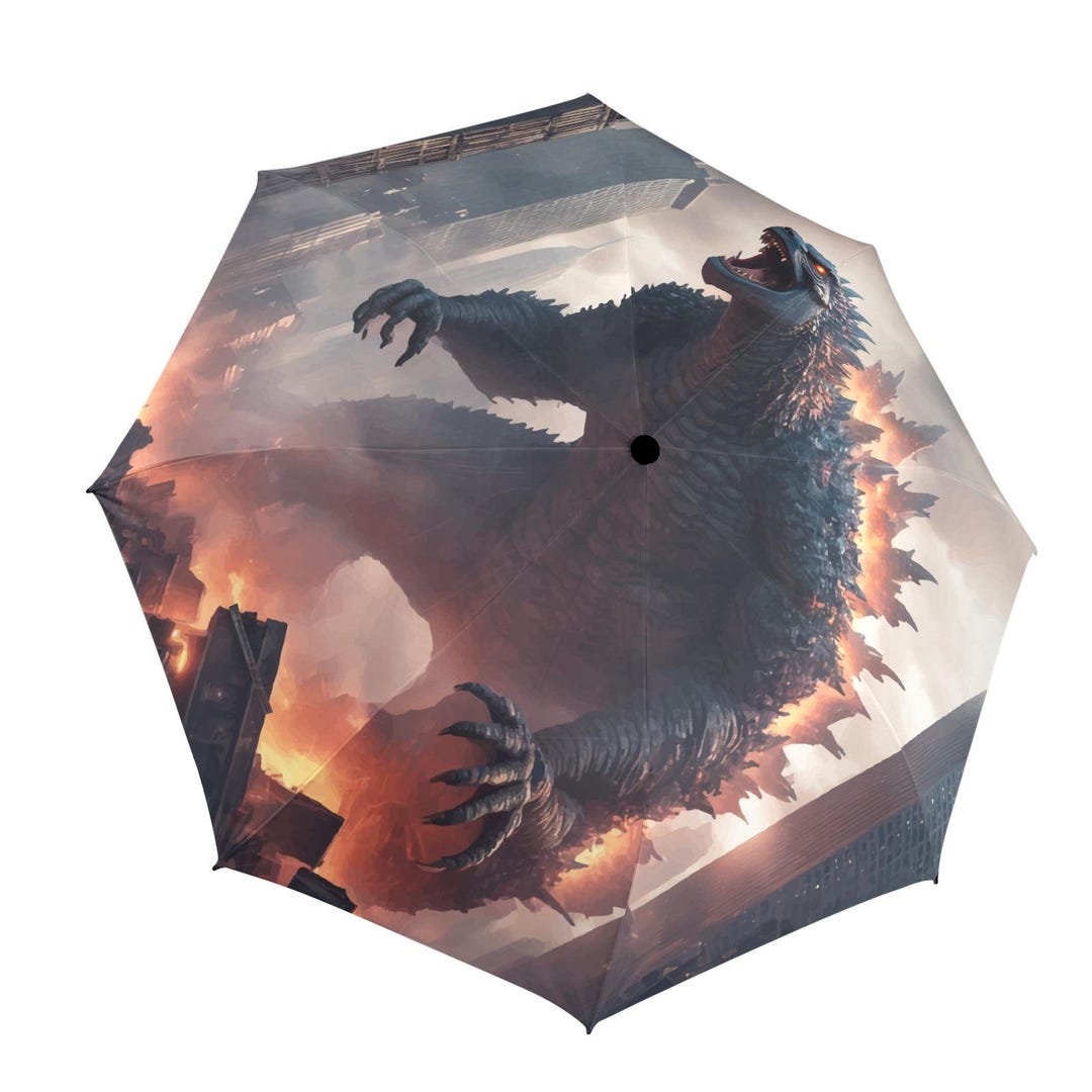 Umbrella Semi Automatic Foldable Godzilla Umbrella Kaiju Gojira Comics ...