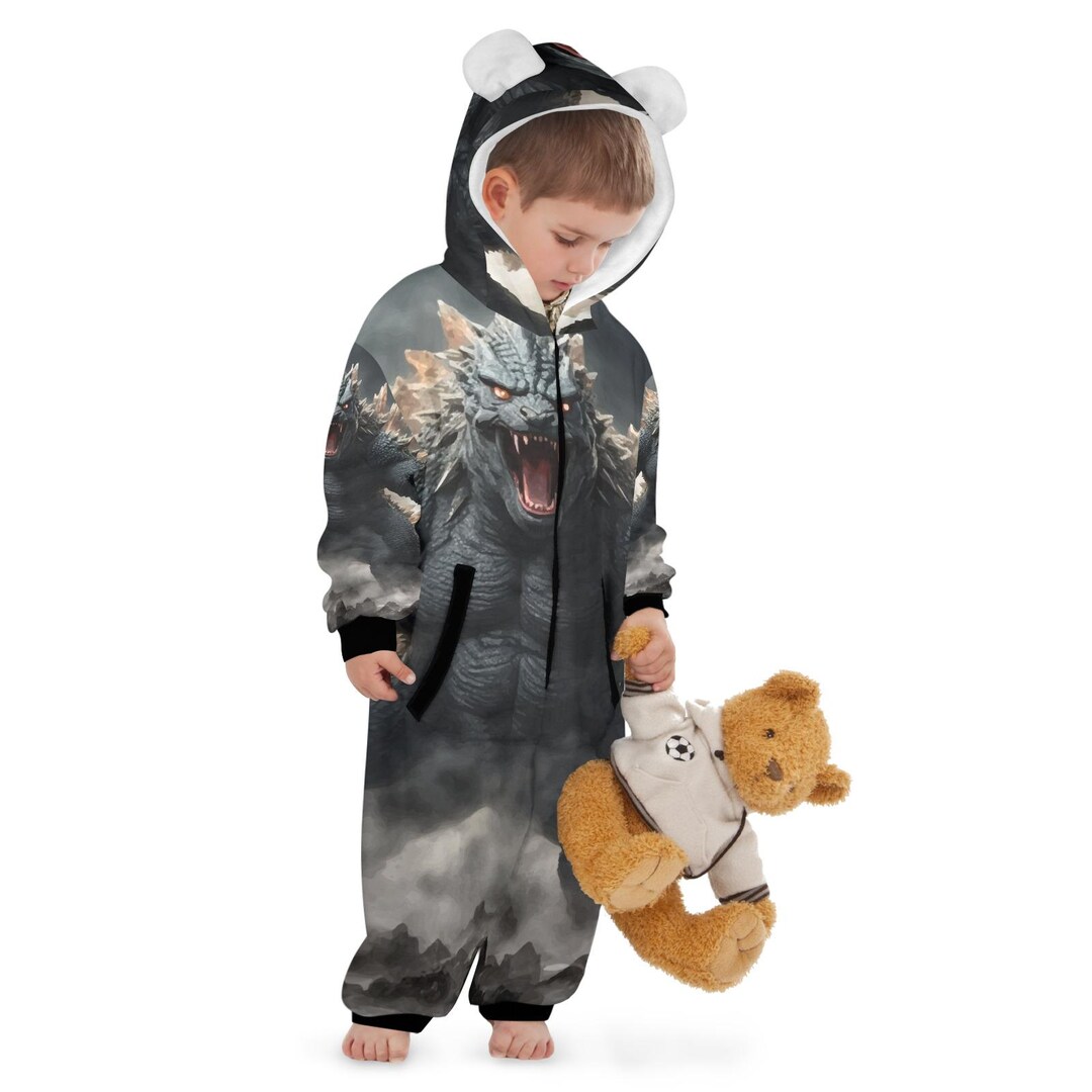 Pajamas Godzilla Onesie Little Kids Flannel Coveralls Kids Jumpsuit ...