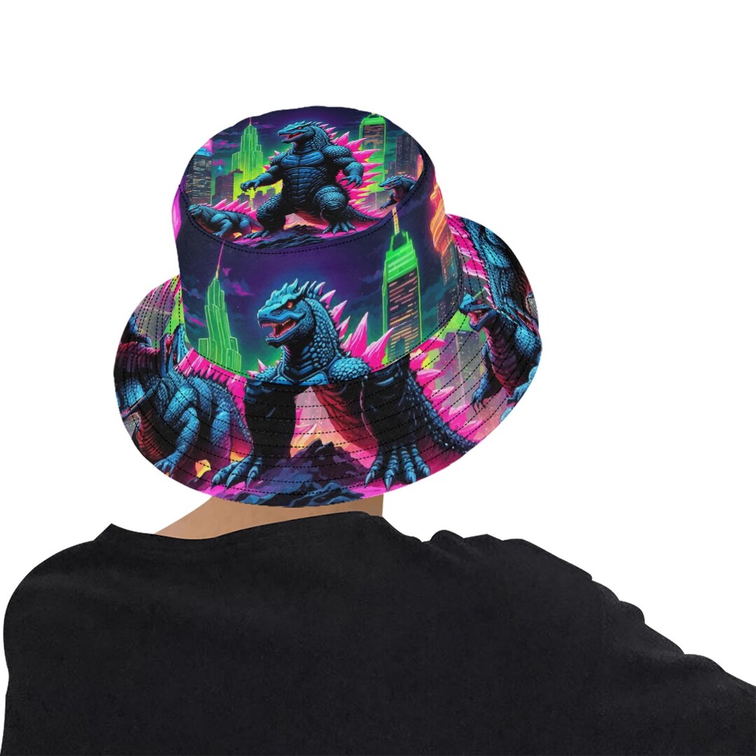 Bucket Hat Godzilla Bucket Hats for Women Godzilla Kaiju Gojira Neon ...