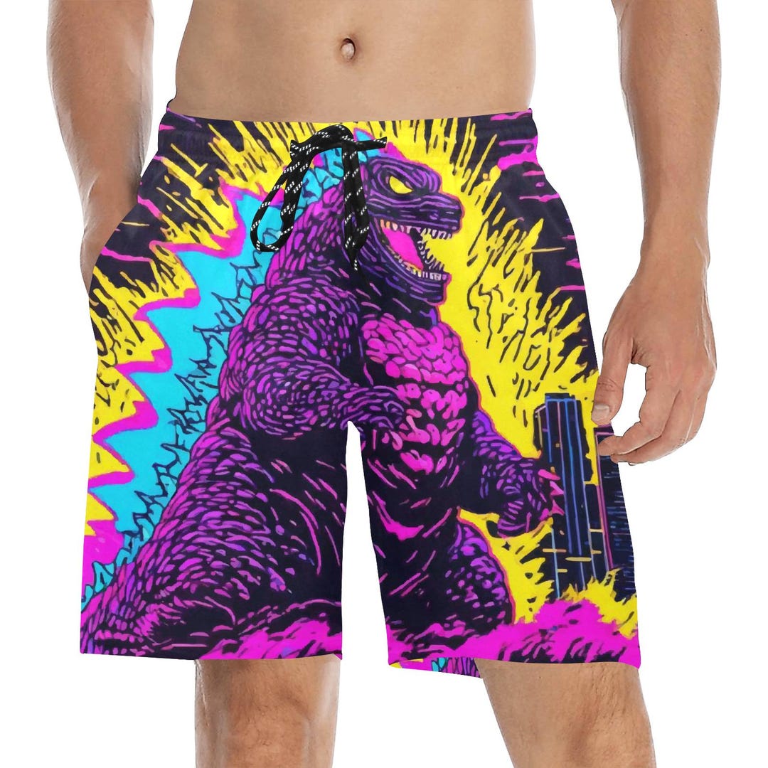 Beach Shorts Godzilla Mens Short Swim Trunks Gojira Kaiju Godzillas ...
