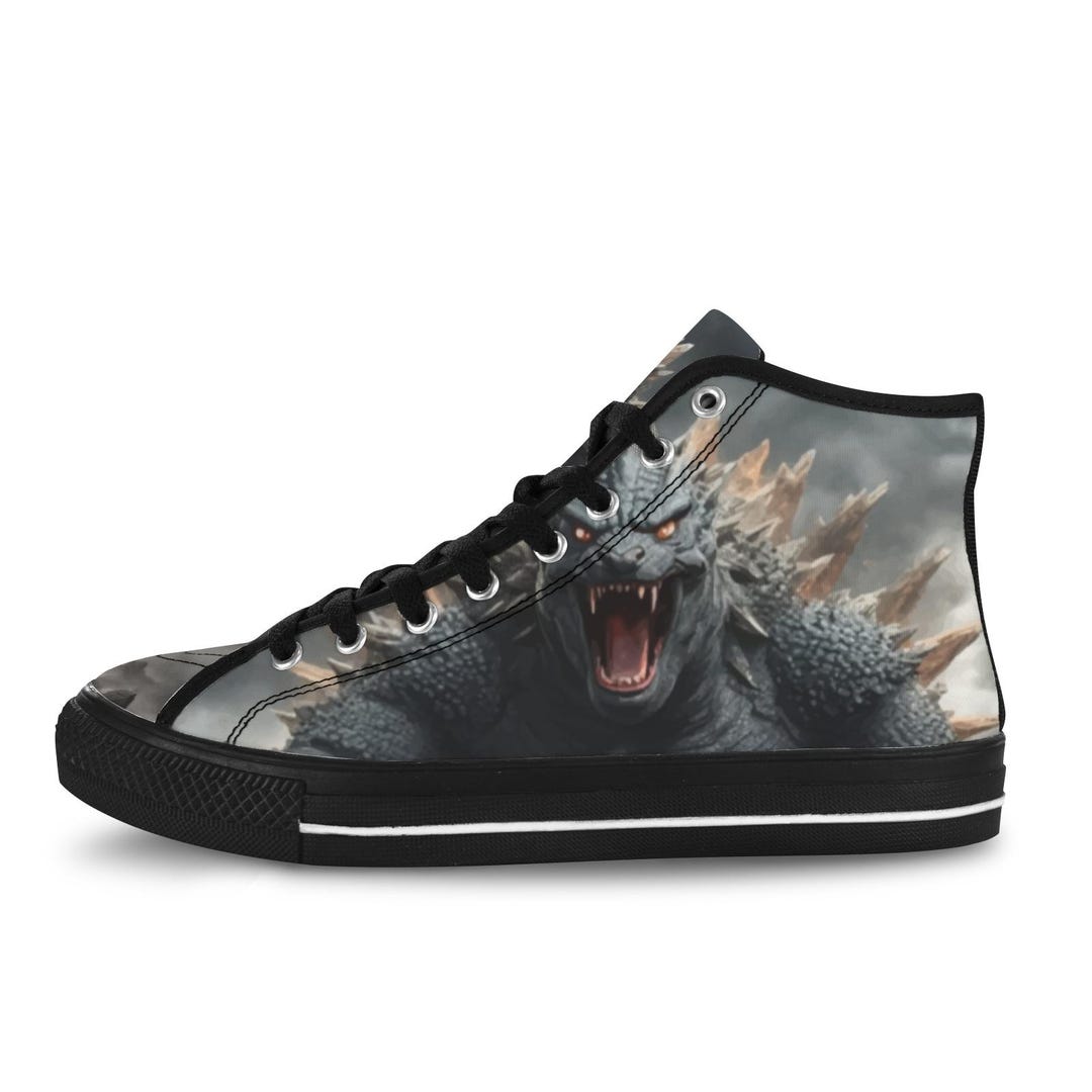 High Top Canvas Sneakers Godzilla Shoes Gojira Shoes Kaiju Sneakers ...