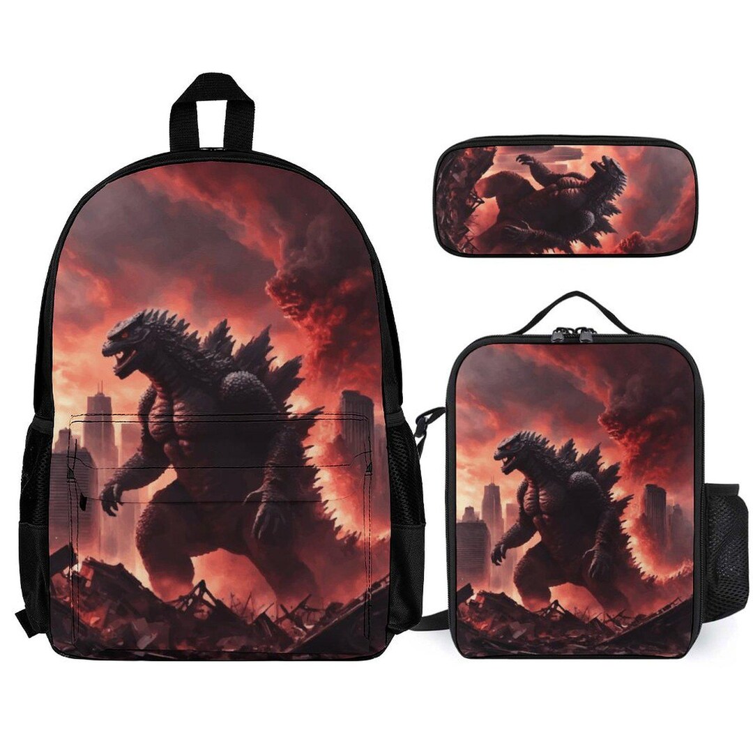 Backpack School Combo Set Backpack Godzilla Lunch Box Gojira Pencil ...