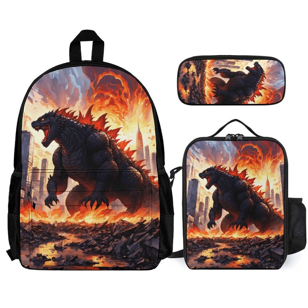 Backpack Set Godzilla Rucksack Godzilla Lunch Box Gojira Bag Godzilla ...