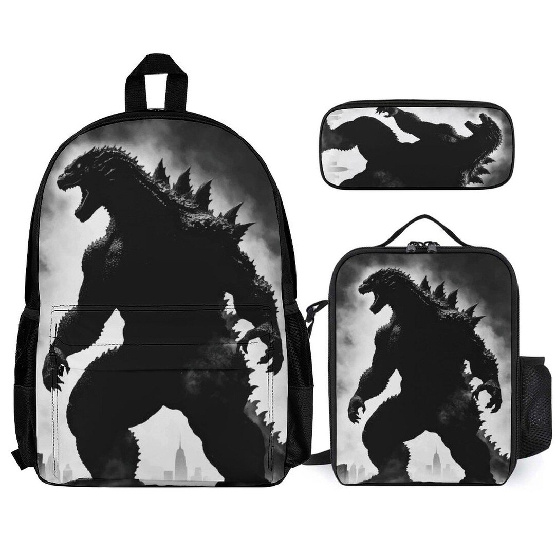 Backpack School Set Kaiju Godzillas Lunch Bag Rucksack Lunch Box Gojira ...
