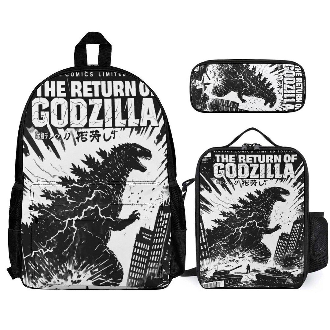 Backpack Set Godzilla Rucksack Lunch Box Gojira Bag Godzilla Kaiju ...