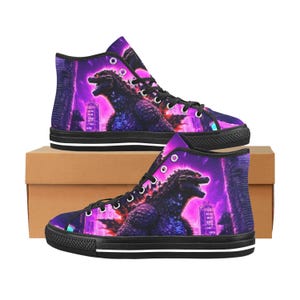 High Top Canvas Sneakers Godzilla Gojira Kaiju Neon - Etsy
