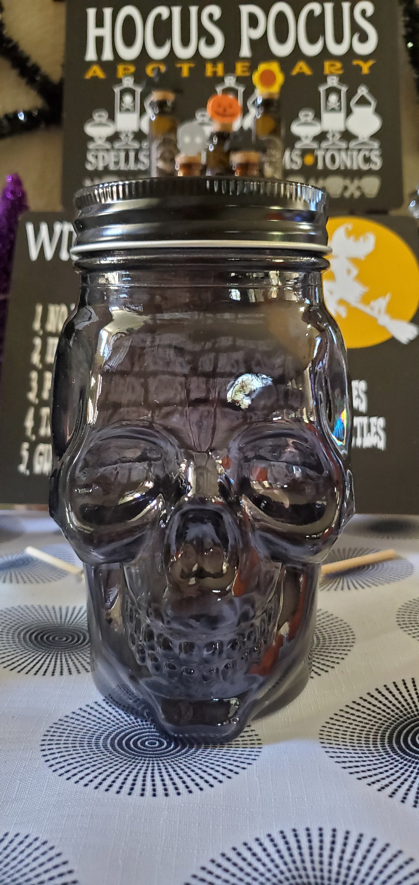 Glass Skull/skeleton Jars clear or Black W/lids Halloween Decor Unique ...
