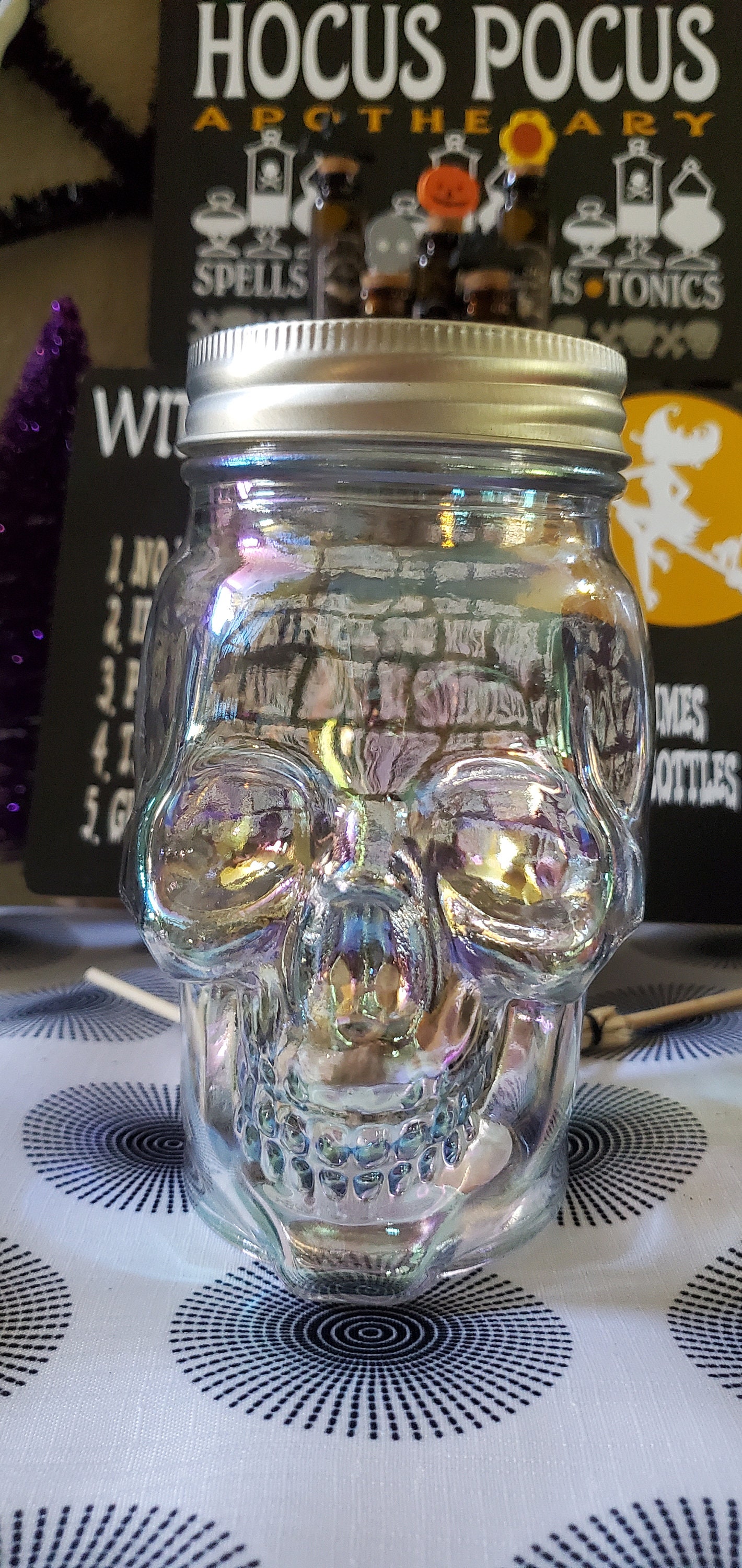Glass Skull/skeleton Jars clear or Black W/lids Halloween Decor Unique ...