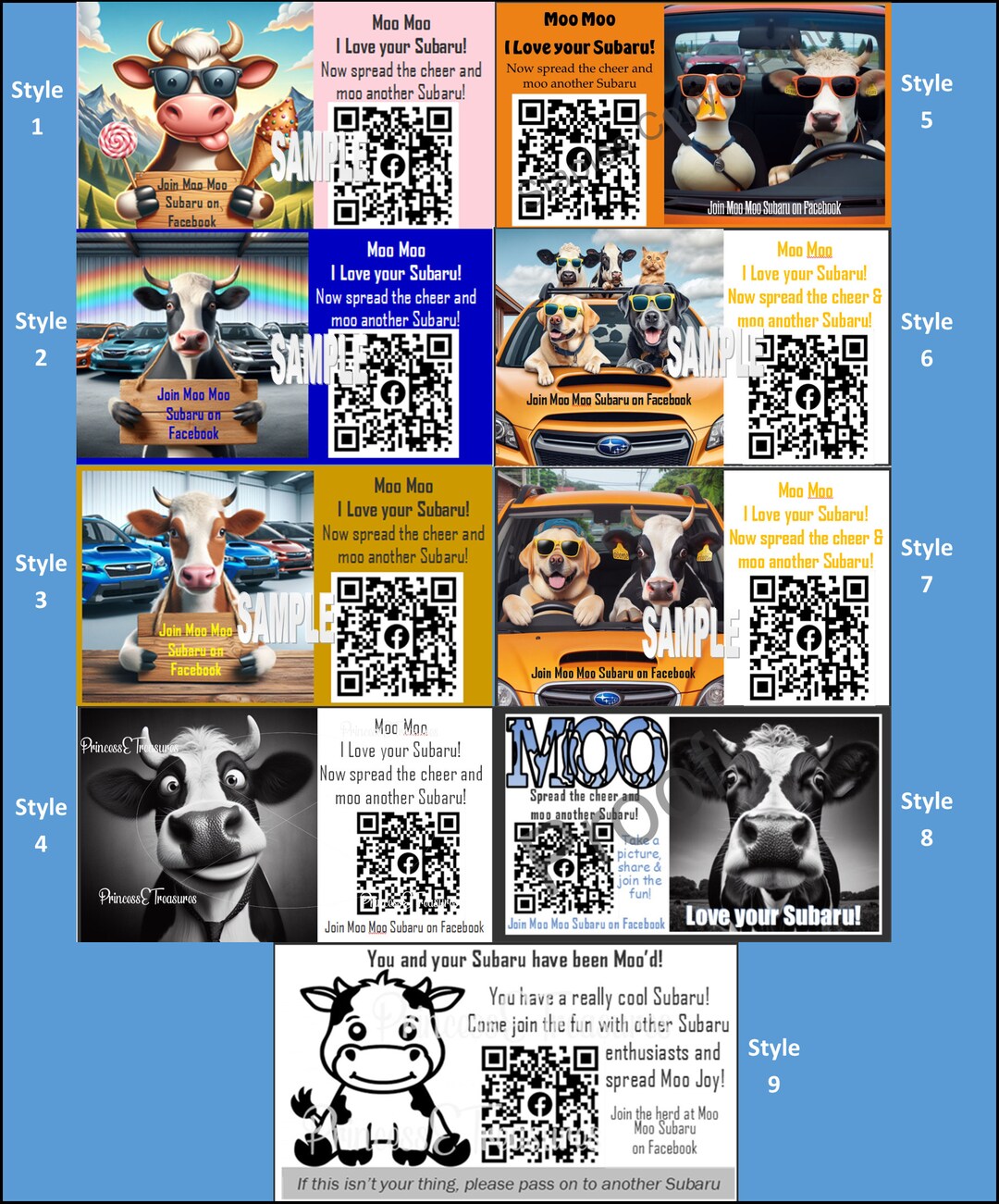 MOO MOO Admiration Cards - Preprinted (professionally) - Etsy