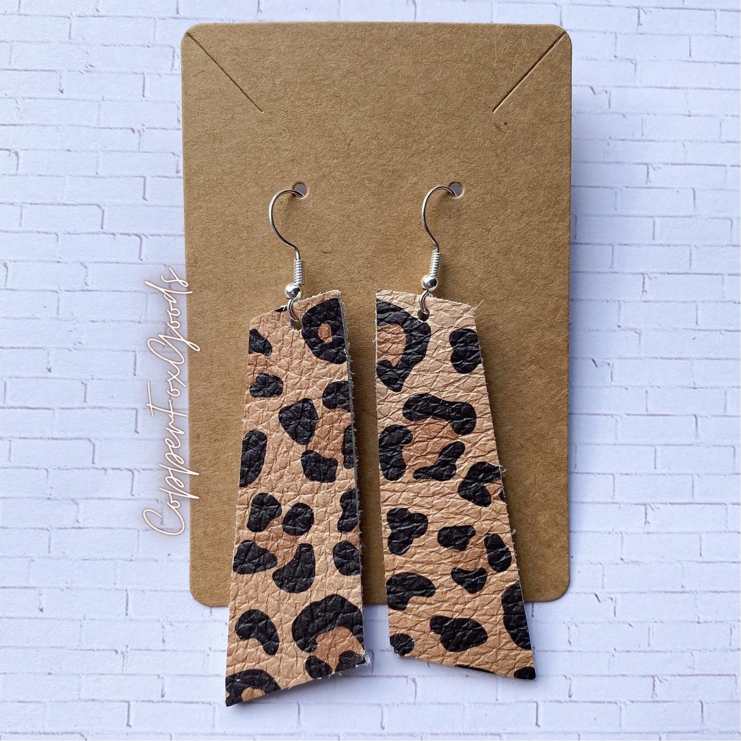 Cheetah Earrings, Cheetah Leather Earrings, Leopard Leather Earrings ...