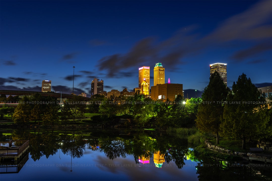 Tulsa Oklahoma Skyline Wall Art; Centennial Park; Downtown ...