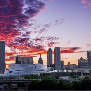 Tulsa Oklahoma Skyline Wall Art; Beautiful Colorful Sunrise; Downtown ...