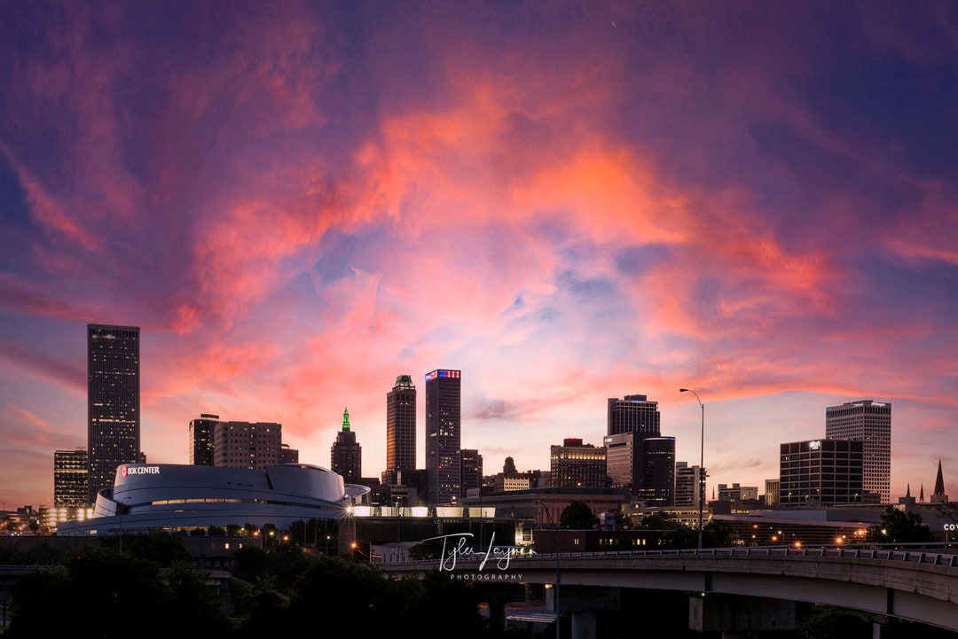 Tulsa Oklahoma Skyline Wall Art; Beautiful Sunrise; Downtown Tulsa ...