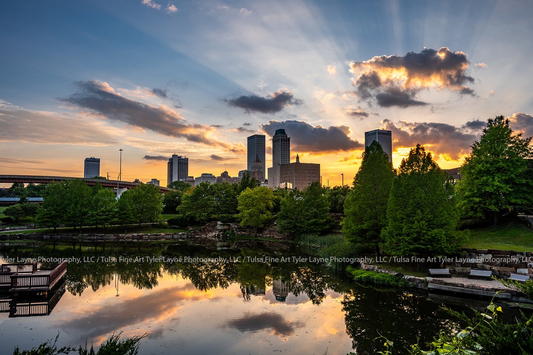 Tulsa Oklahoma Skyline Wall Art; Centennial Park; Downtown ...
