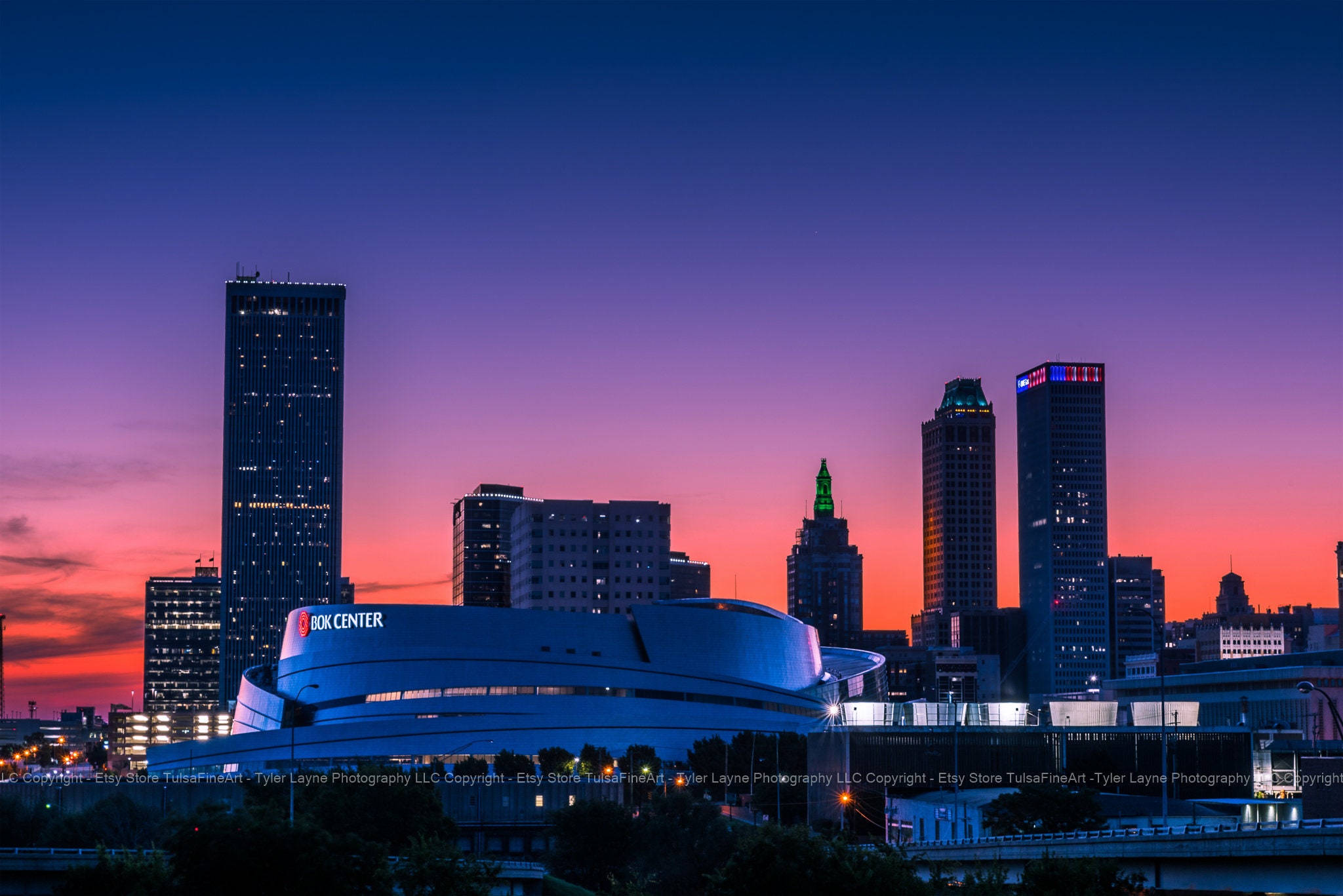 Tulsa Oklahoma Skyline Wall Art Beautiful Sunrise Downtown - Etsy UK