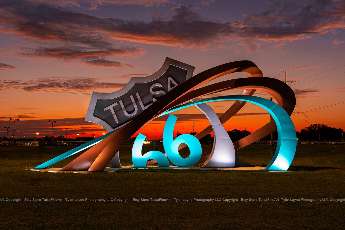 Tulsa Oklahoma Wall Art - Historic Route 66 Rising Statue; Iconic ...