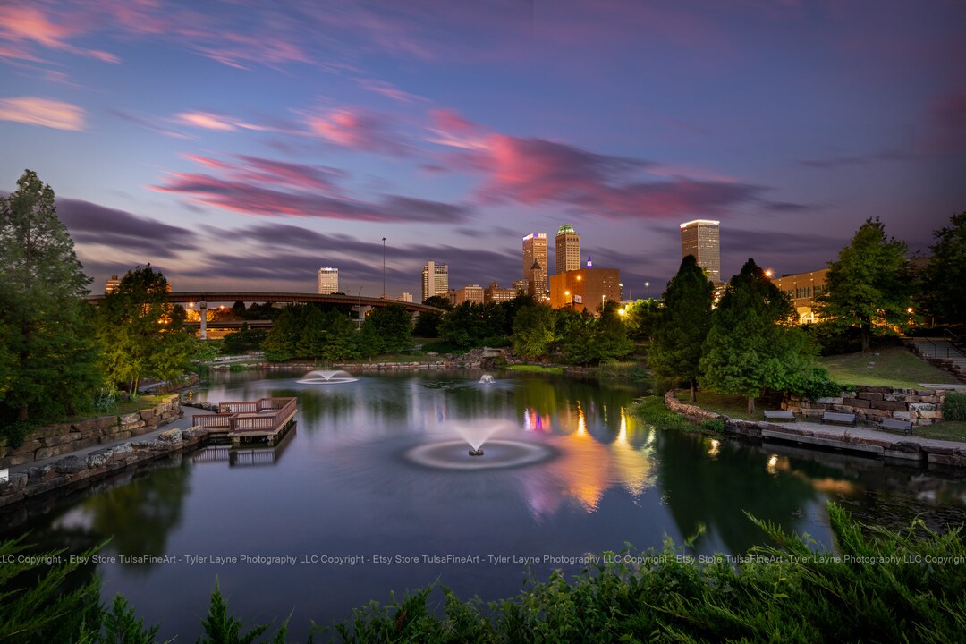 Tulsa Oklahoma Skyline Wall Art; Centennial Park; Downtown ...